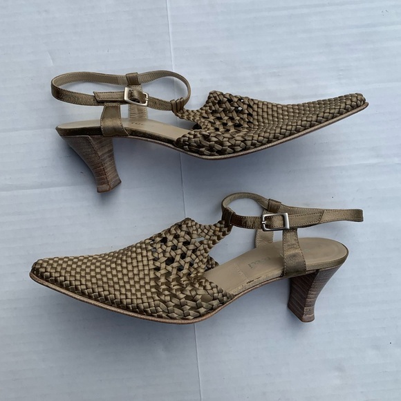 Daniele Tucci | Shoes | Daniele Tucci Tan Woven Leather Slingback Heels ...
